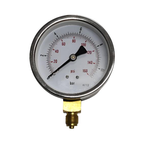 HVAC Dual Scale Deep Case Pressure Gauge, 0-11 BarG, 100mm Dial, Botto ...
